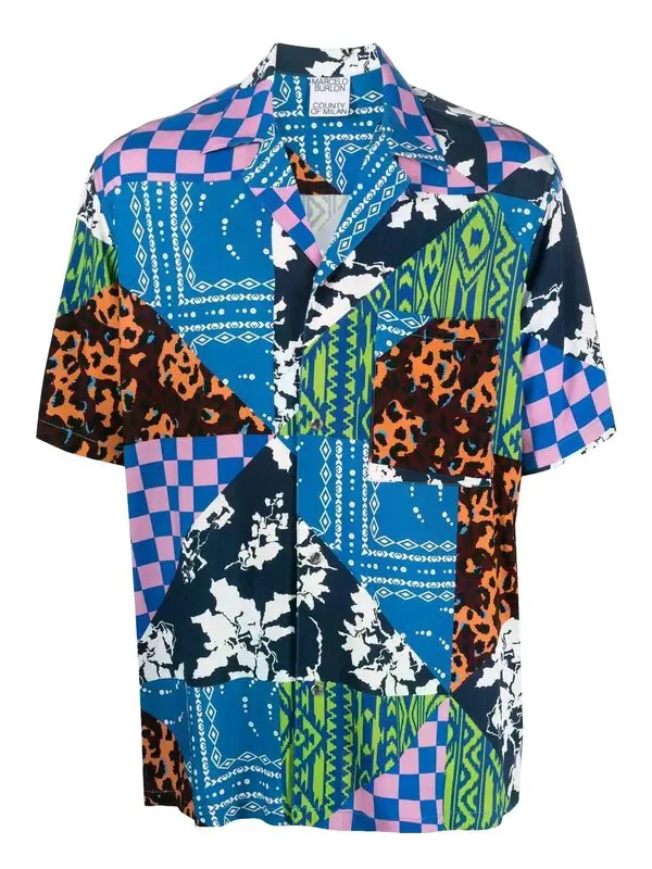 COUNTY OF MILAN Mix Print Shirt - Blue