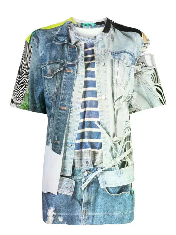 JNBY Graphic Print Cotton T-shirt - Blue