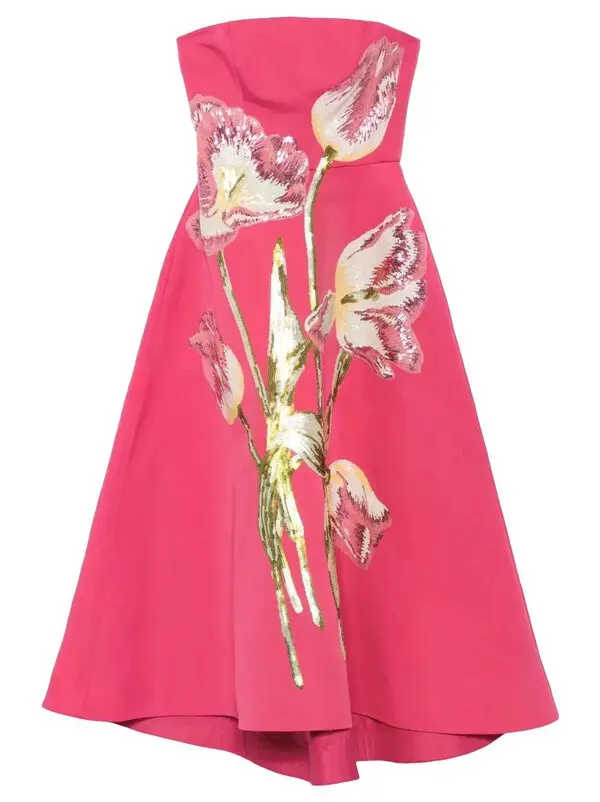 Amsale Sequin Appliqué Dress - Pink