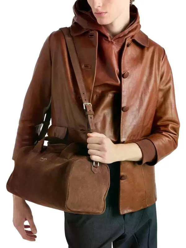 Prada Small Suede Duffle Bag - Brown