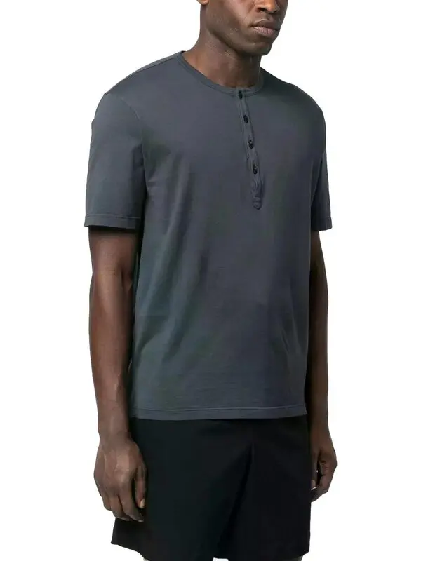 TEN C Cotton Henley T-shirt - Grey