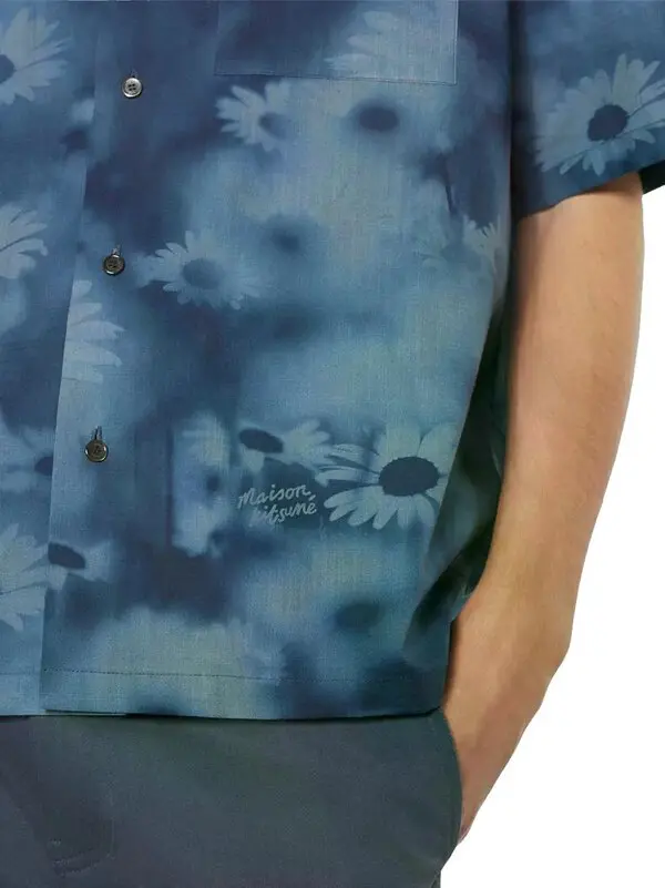 Maison Kitsuné Daisy Fields-print Shirt - Blue