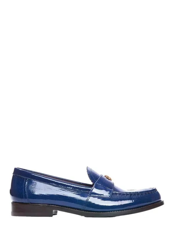 Tory Burch Logo-plaque Leather Loafers - Blue