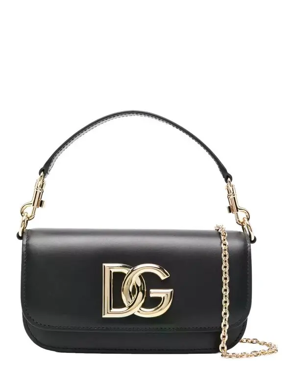 Dolce & Gabbana Crossbody Bag With Gold-tone Logo - Black