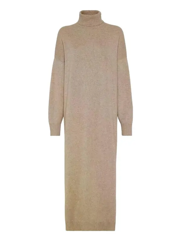 Brunello Cucinelli Cashmere Midi Dress - Brown