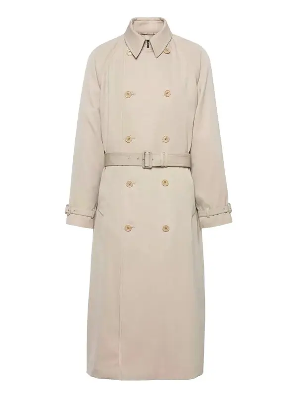 Prada Double-breasted Wool Trench Coat - Neutrals