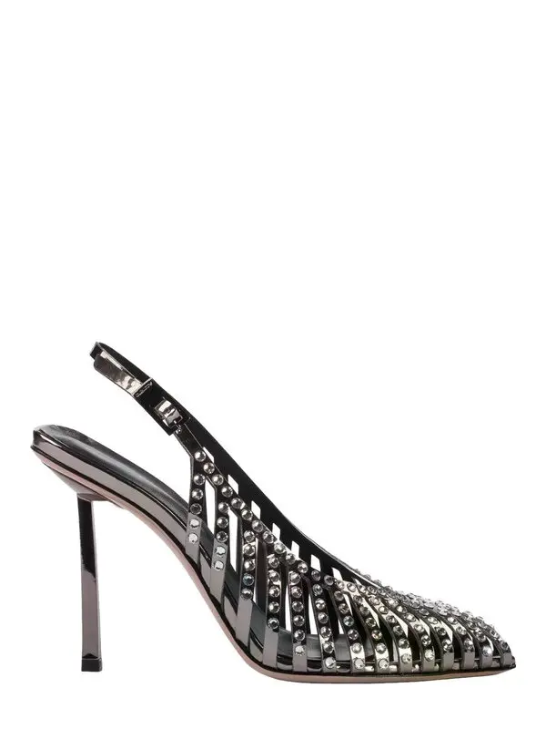 LE SILLA Cage Crystal-embellished Slingback Pumps - Silver