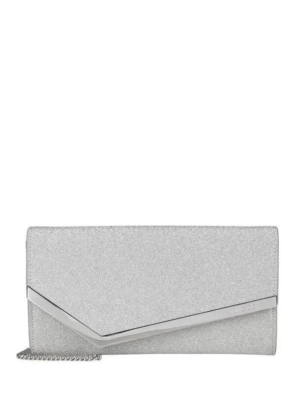 JIMMY CHOO Emmie Glitter Leather Clutch - Grey