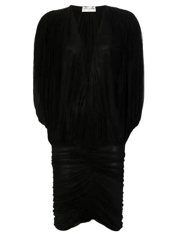 Saint Laurent Draped Mini Dress - Black