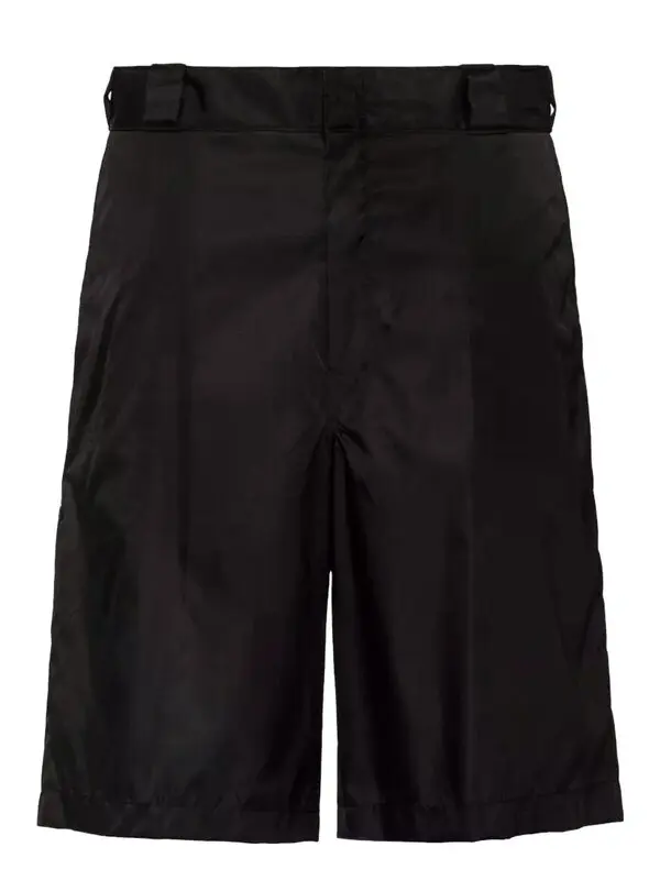 Prada Nylon Gabardine Wide-leg Bermuda Shorts - Black