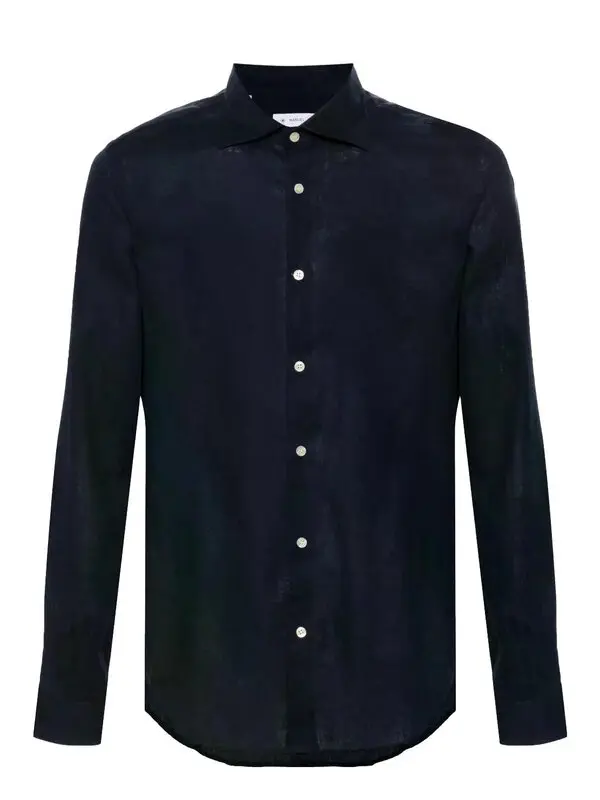 MANUEL RITZ Logo-embroidered Long-sleeves Shirt - Blue