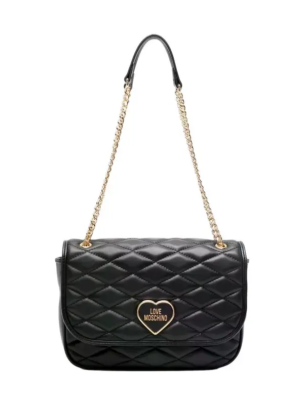 Moschino Logo-lettering Matelassé Shoulder Bag - Black