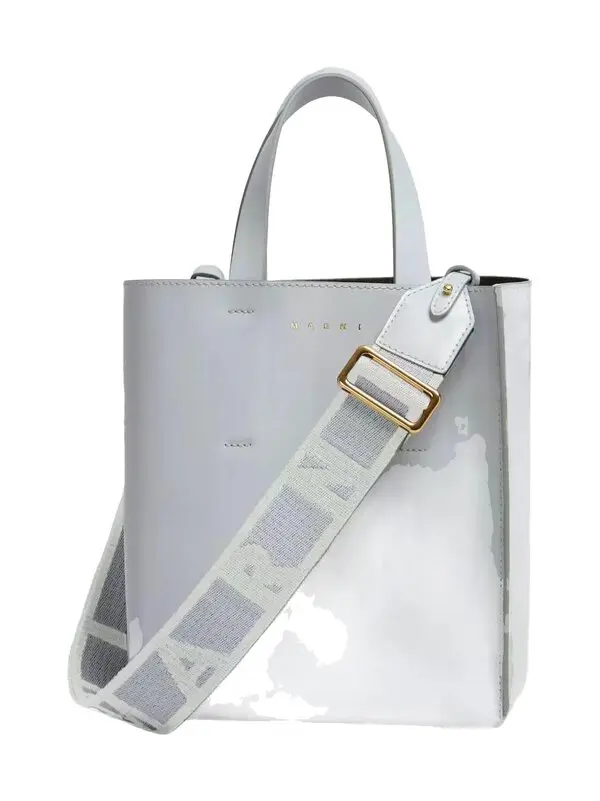 Marni Logo-strap Leather Tote Bag - Grey