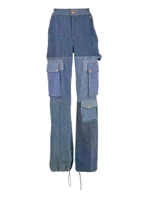 MARINE SERRE High-rise Panelled Cargo Jeans - Blue