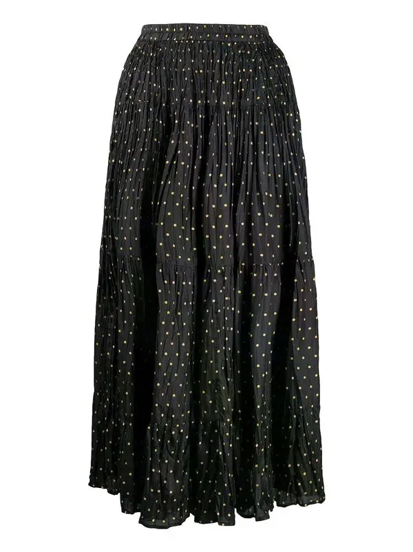 MES DEMOISELLES Polka Dot Print Creased Skirt - Black