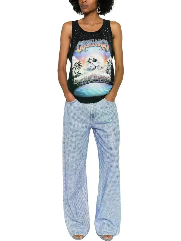 Casablanca Crystal-embellished Jeans - Blue