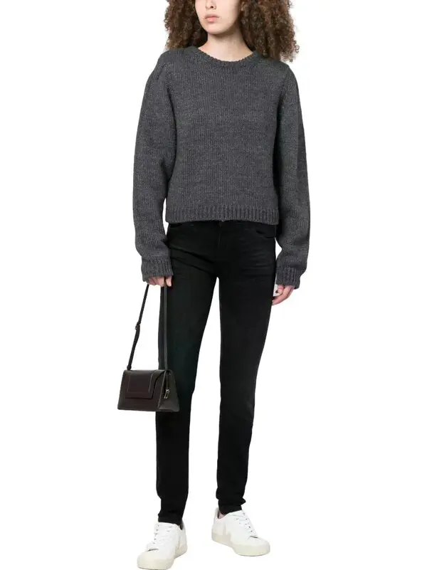 Emporio Armani Skinny Fit Jeans With Embroidered Logo - Black