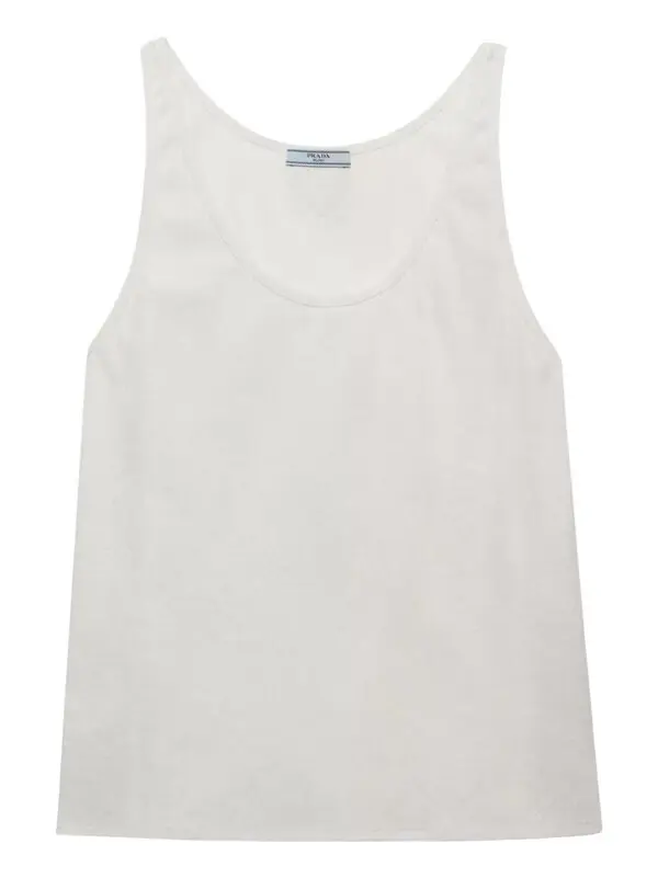 Prada Ribbed Knit Tank Top - Neutrals