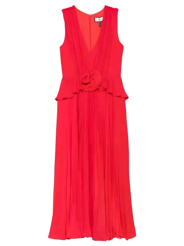 NISSA Floral Appliqué Maxi Dress - Red