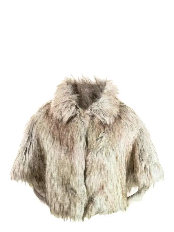 UNREAL FUR Faux Fur Cropped Cape - Brown