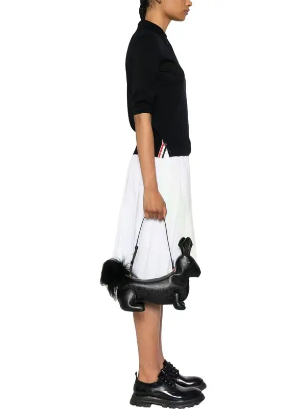 Thom Browne Baby Rabbit Grained-texture Leather Shoulder Bag - Black