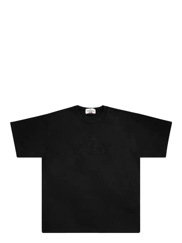 Supreme X Stone Island Embroidered-logo T-shirt - Black