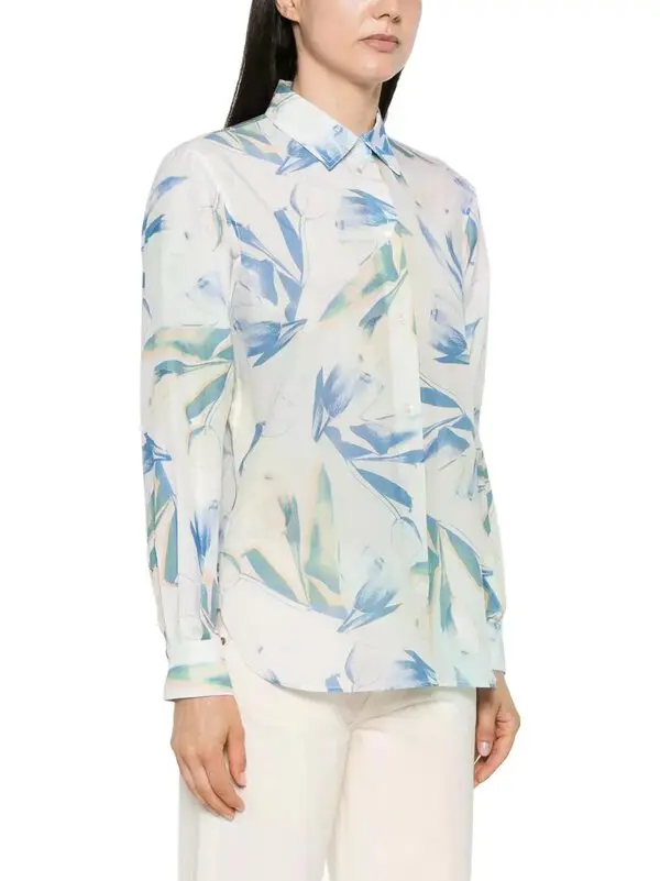 Paul Smith Tulip Print Cotton-silk Blend Shirt - Blue