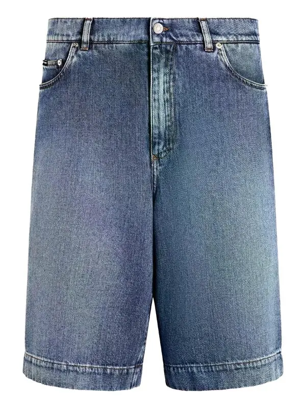 Dolce & Gabbana Logo-embroidered Denim Shorts - Blue