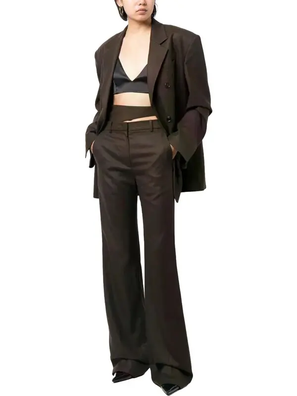 SYSTEM Cut-out Detailing Wool Tailored Trousers - Brown