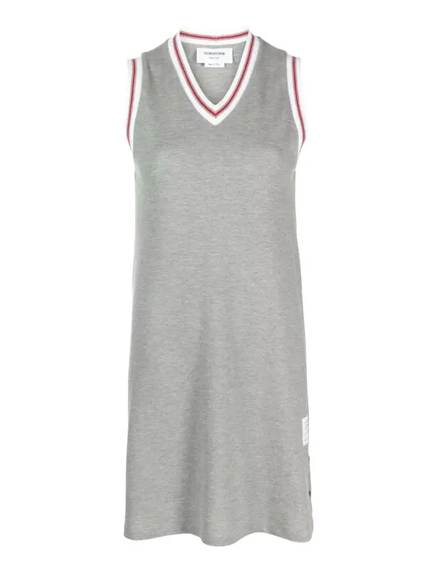 Thom Browne Stripe-trim Cotton Minidress - Grey