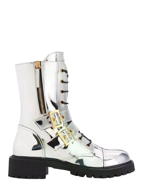 GIUSEPPE ZANOTTI Metallic Calf-length Zip-up Boots - Silver