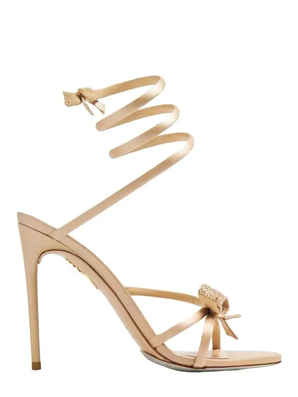 Rene Caovilla Cleo Wraparound Stiletto Sandals - Neutrals