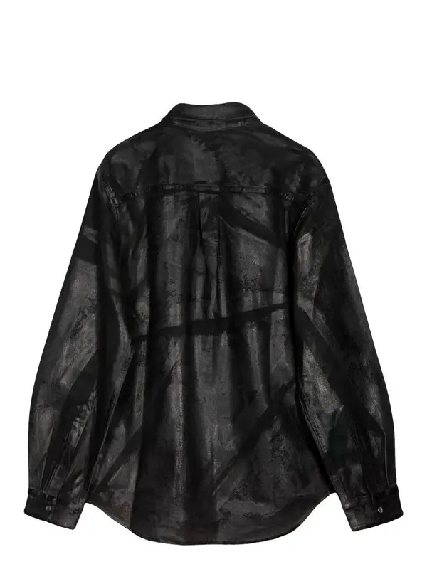 Helmut Lang Foil-print Denim Shirt Jacket - Black