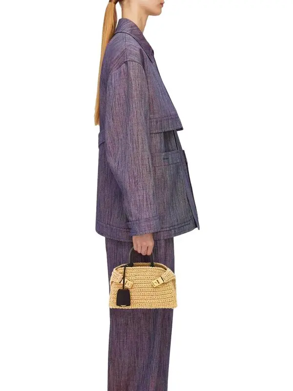 FERRAGAMO Mini Hug Woven Tote Bag - Neutrals