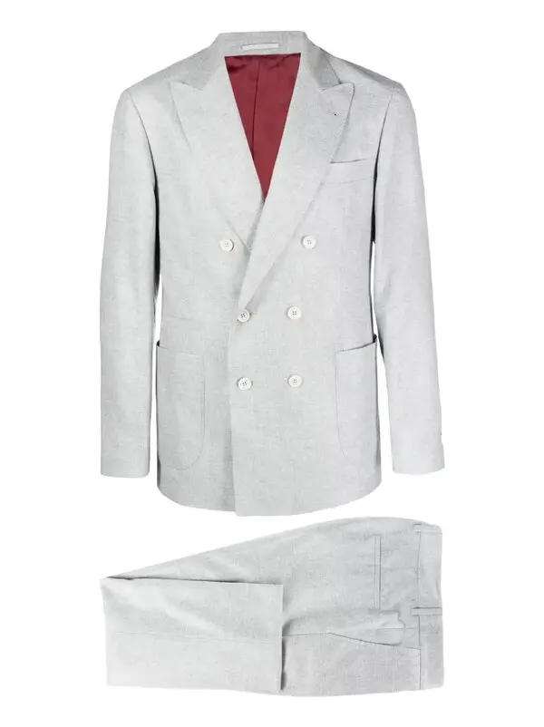 Brunello Cucinelli Double-breasted Flannel Suit - Grey