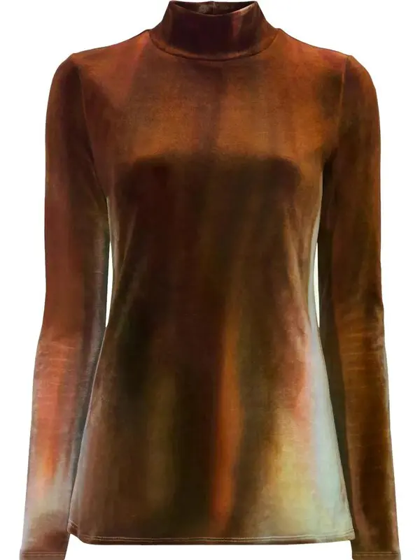 Proenza Schouler Ice Dyed Velvet Mock Neck Top - Brown