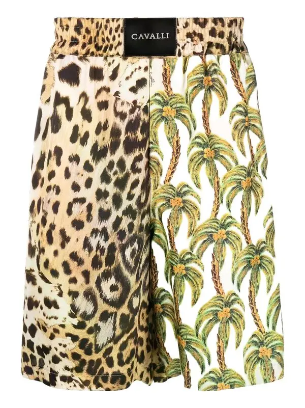 Roberto Cavalli Printed Wide-leg Shorts - Neutrals