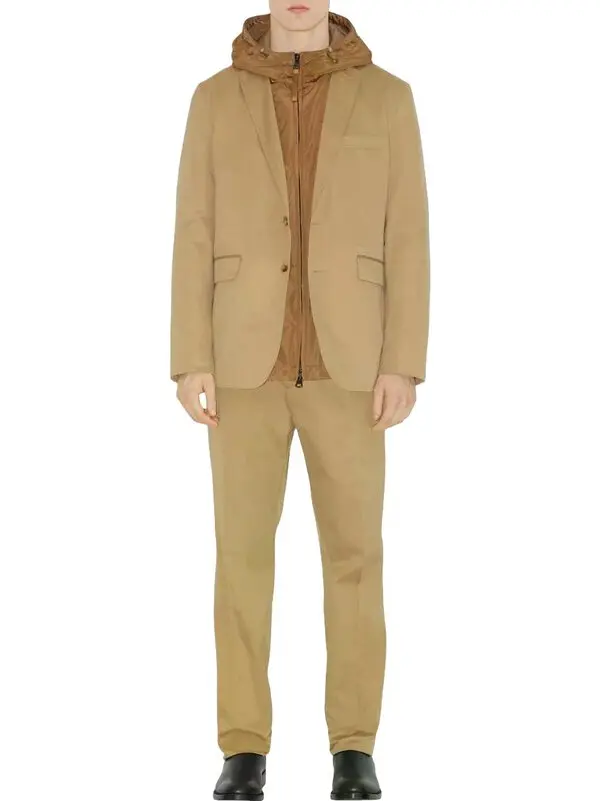 Burberry Embroidered-logo Cotton Chino Trousers - Neutrals