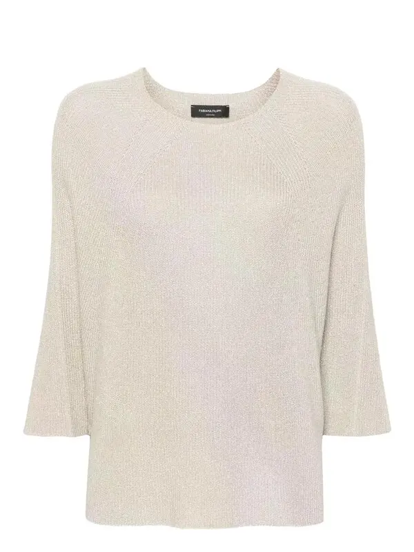 Fabiana Filippi Metallic-threading Batwing-sleeves Jumper - Neutrals