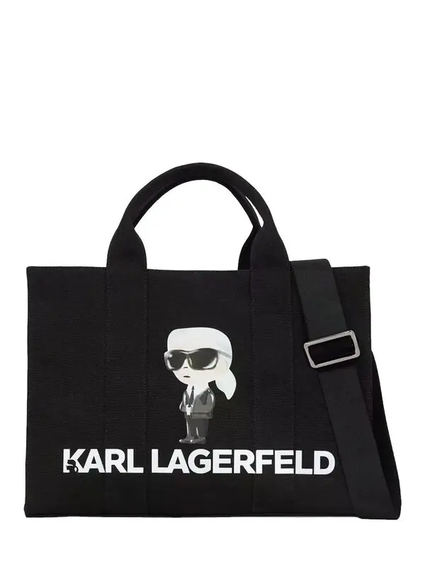 Karl Lagerfeld Ikon Aquarelle Canvas Tote Bag - Black