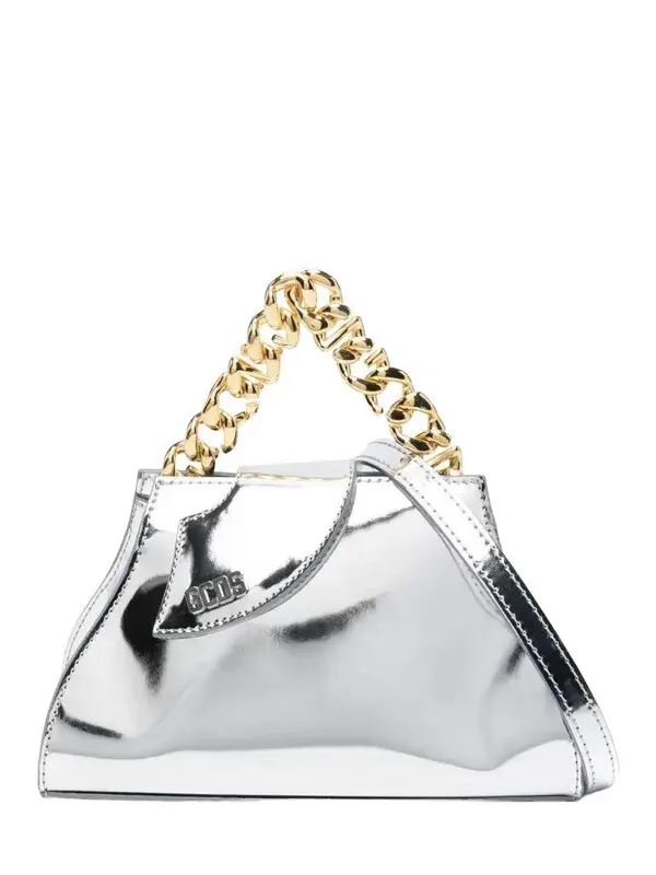 Gcds Faux Leather Crossbody Bag With Chain Detail - Silver