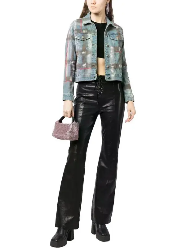MADISON MAISON Paint Splatter Print Denim Jacket - Blue