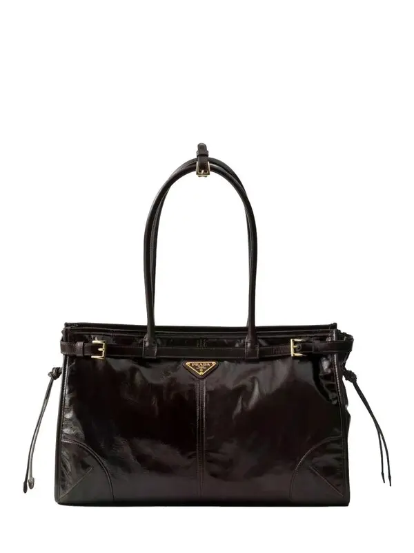 Prada Bonnie Large Leather Handbag - Brown