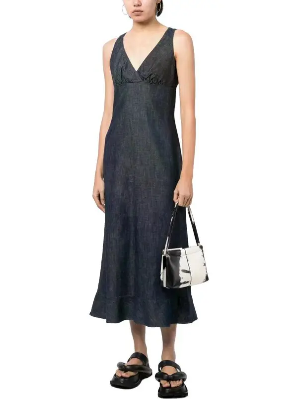 JOSEPH V-neck Sleeveless Midi Dress - Blue