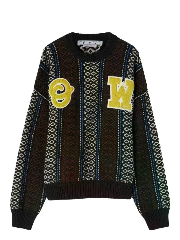 Off-White Intarsia-knit Logo-embellished Jumper - Blue