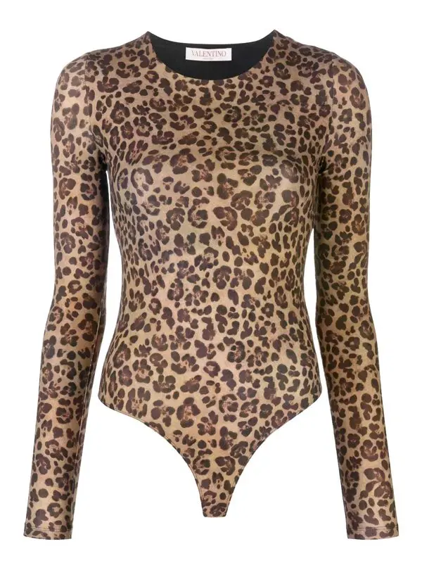 Valentino Garavani Animal Print Jersey Bodysuit - Neutrals