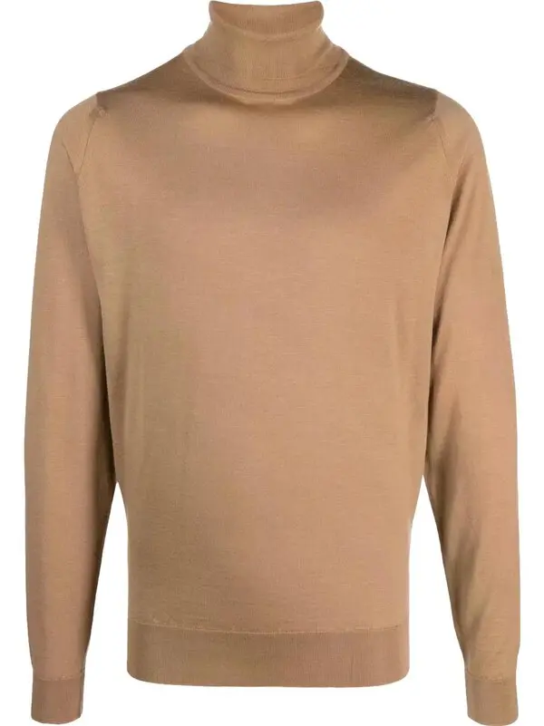 John Smedley Fine-knit Wool Roll-neck Jumper - Brown