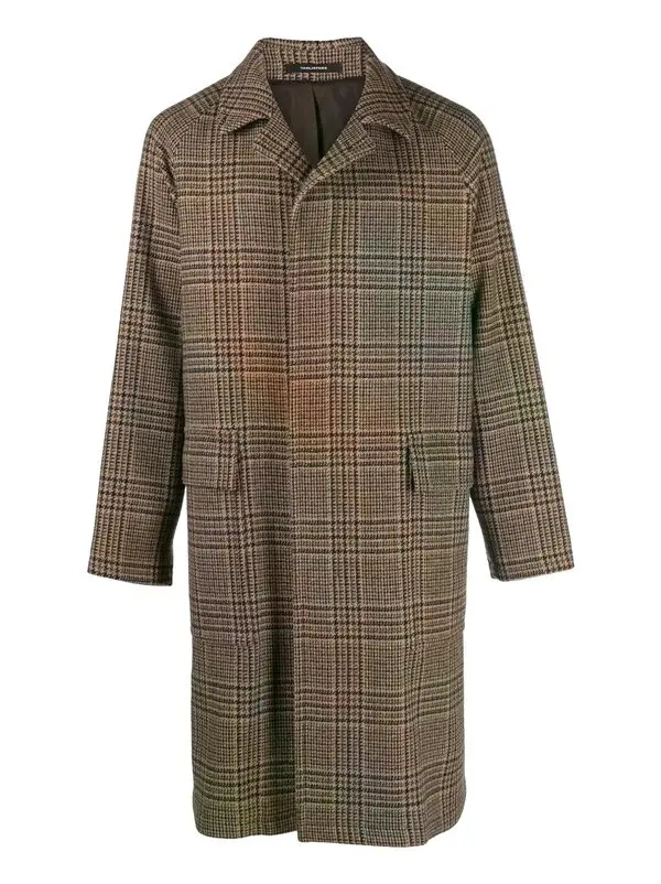 Tagliatore Single-breasted Checked Virgin Wool-cashmere Blend Coat - Brown
