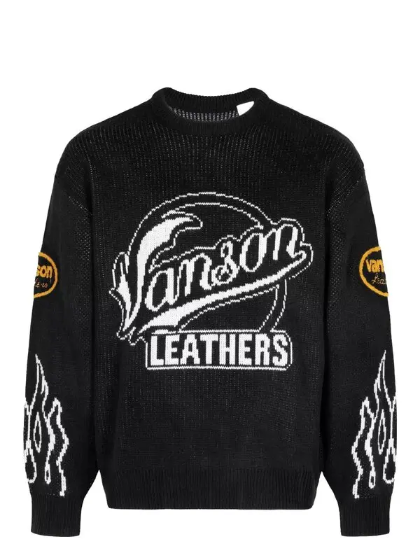 Supreme X Vanson Leathers Intarsia-knit Jumper - Black