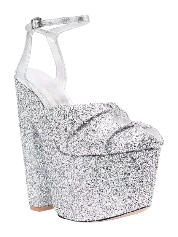 Giambattista Valli Glitter Platform Pumps - Grey